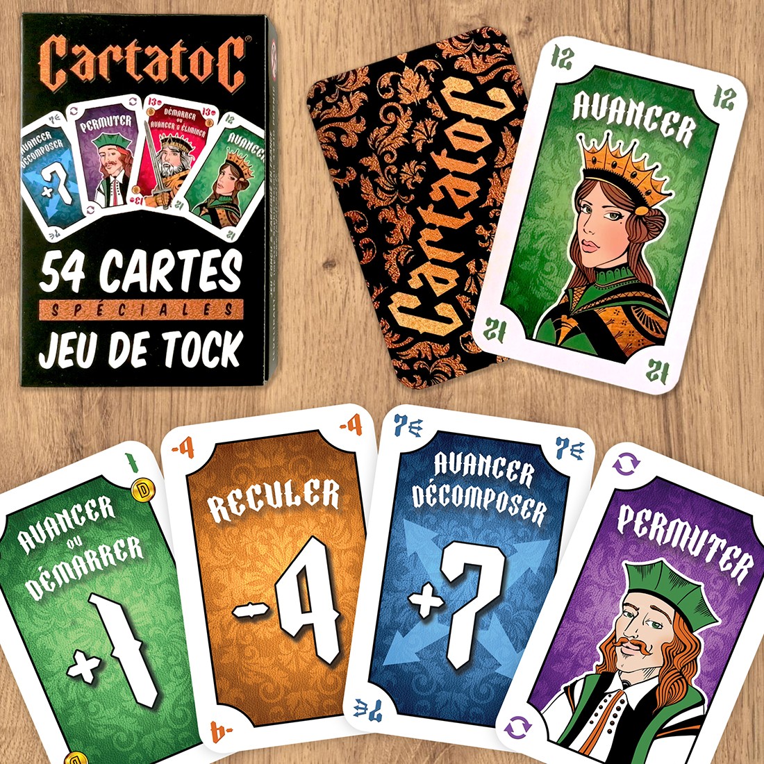 Grand jeu de tock ou toc 6 joueurs de luxe taille XL bois massif hévéa