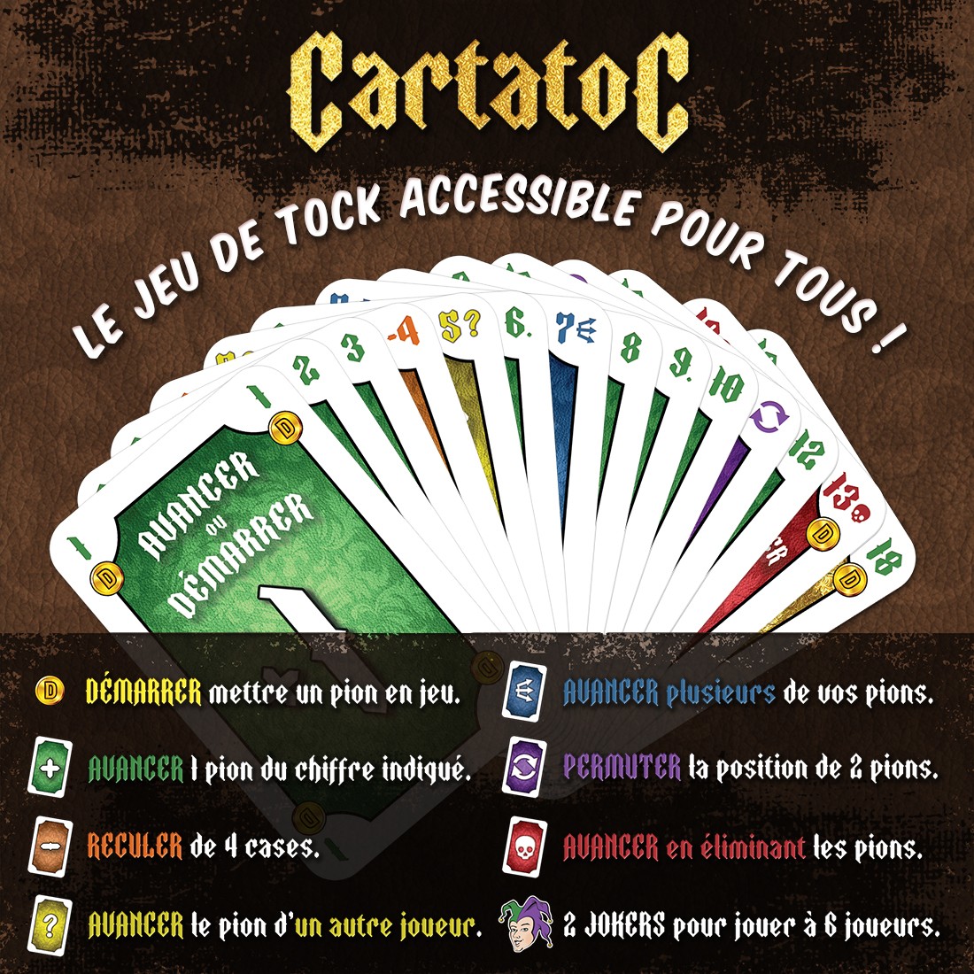 Jeu de TOCK Réversible 4 et 6 joueurs en Bois d' Hévéa - LEDELIRANT