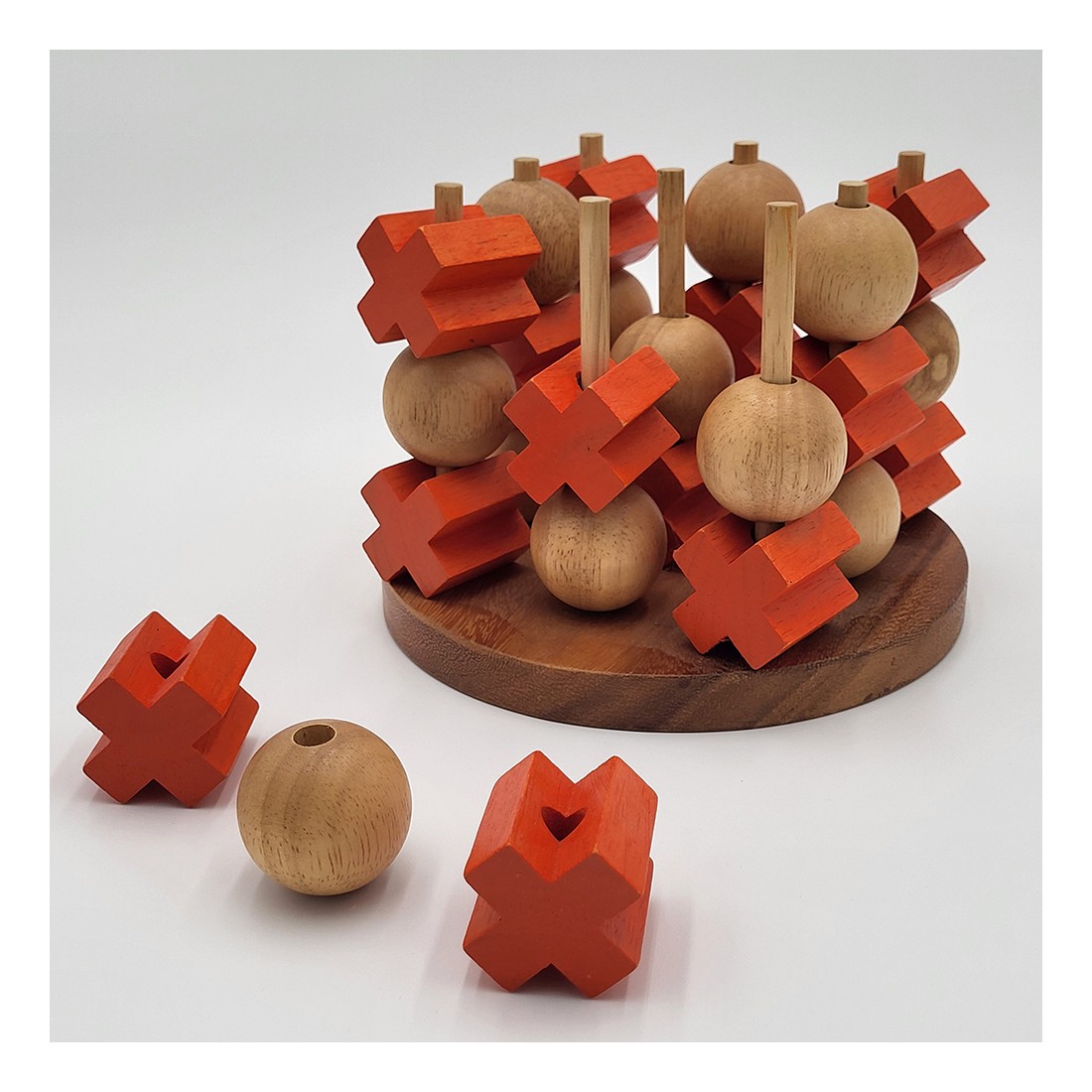 Tic Tac Toe 3D Couleur - Morpion format XL - Jeu en Bois Massif.